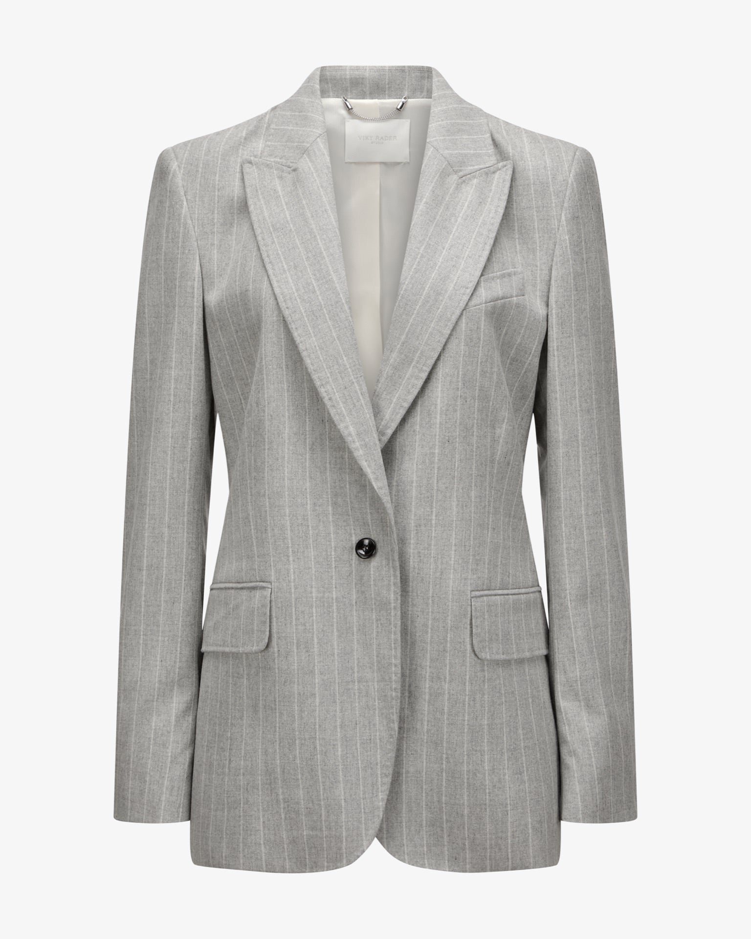Pinstripe Blazer "Marlene" - Grey – Viky Rader Studio